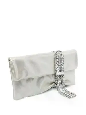 JIMMY CHOO Medium Zandra Crystal-embellished Clutch - Neutrals