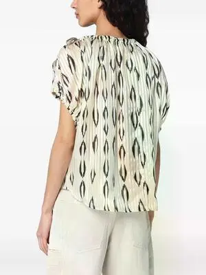 Isabel Marant Graphic-pattern Pleated Blouse - Neutrals