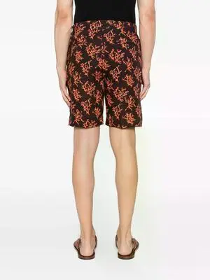 Fendi Coral-print Linen Shorts