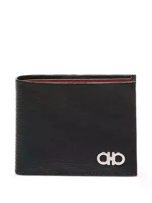 FERRAGAMO Gancini-logo Leather Wallet - Black