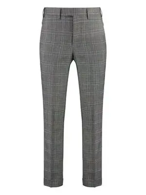 PT TORINO Checked Wool-blend Trousers