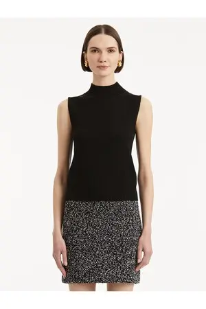 Oscar De La Renta Sleeveless Ribbed Pullover