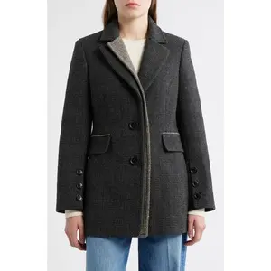 Sam Edelman Houndstooth Layered Wool Blend Coat