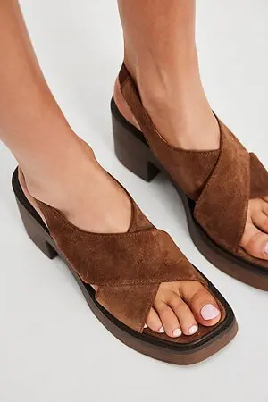 Free People Cora Platform Clogs - Cognac Suede