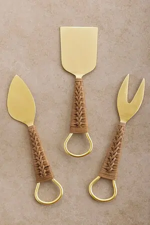 GAURI KOHLI Helsinki Cheese Knives - Brown
