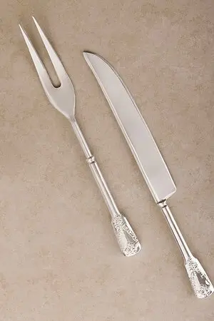 GAURI KOHLI Bolivia Carving Knife And Fork Set - Silver