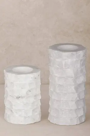 GAURI KOHLI Flores Marble Taper Candle Holders