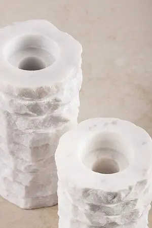 GAURI KOHLI Flores Marble Taper Candle Holders