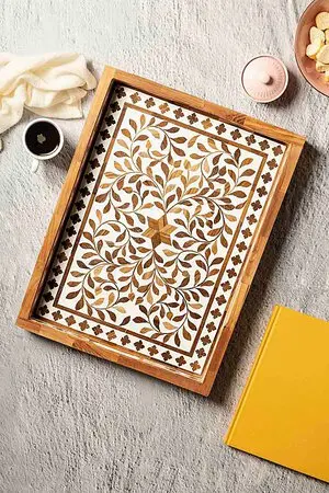 GAURI KOHLI Jodhpur Rectangle Tray - Brown