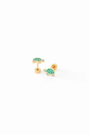 PIP POP Turtle Stud Earrings - Green