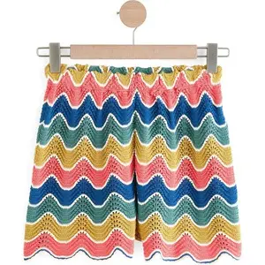 NEXT Stripe Crochet Cotton Shorts - Blue Multi