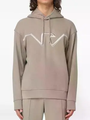 Emporio Armani Embroidered Logo Hoodie - Neutrals