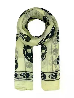 Alexander McQueen Skull-print Silk Scarf - Green