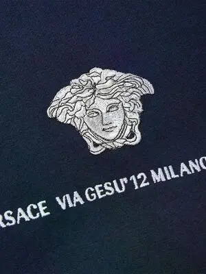Versace Embroidered Cotton-jersey T-shirt - Blue