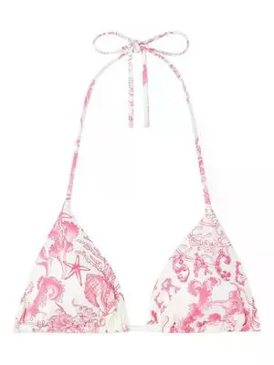 Versace Floral-print Triangle Bikini Top - White