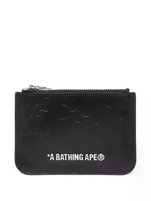 A BATHING APE Solid Camo Leather Wallet - Black