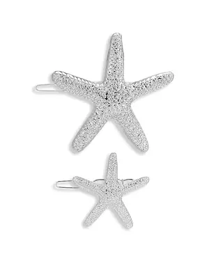 Ettika Starfish Hair Barrettes Set Of 2 - Silver