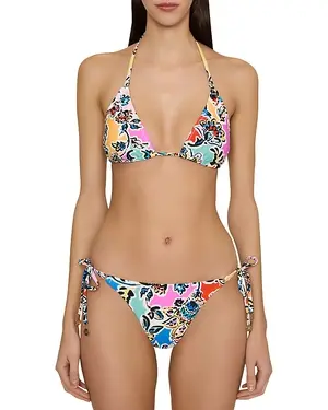 MILLY Rainbow Oasis Triangle Bikini Top - Black Multi