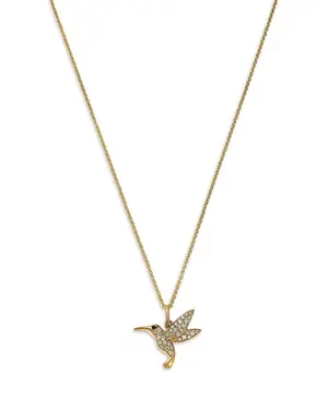 SYDNEY EVAN 14k Yellow Diamond And Blue Sapphire Hummingbird Pendant Necklace - Gold
