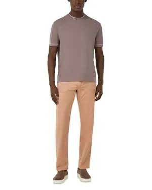Boggi Milano Cotton Crepe Knit Tee - Taupe