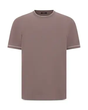 Boggi Milano Cotton Crepe Knit Tee - Taupe
