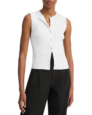 Vince Sleeveless Button-up Shell - Off White