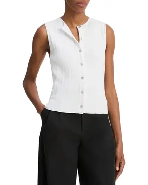 Vince Sleeveless Button-up Shell - Off White