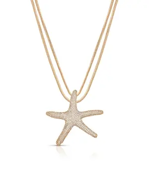 Ettika Pave Starfish Pendant Necklace - Gold