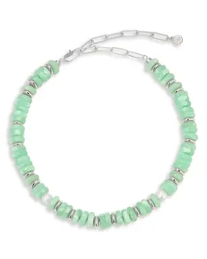 Ettika Saint Tropez Beaded Collar Necklace - Green/silver