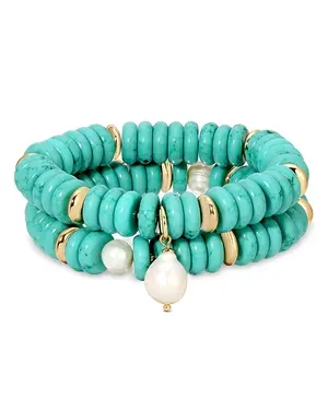 Ettika Saint Tropez Beaded Stretch Bracelets Set - Turquoise