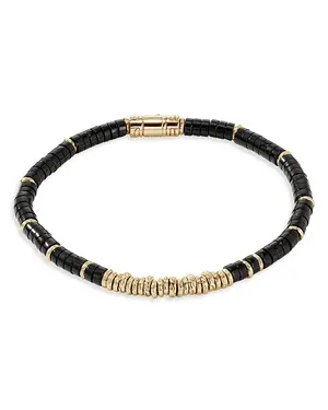 John Hardy 14k Yellow Gold Lapis Lazuli Heishi Bracelet - Black