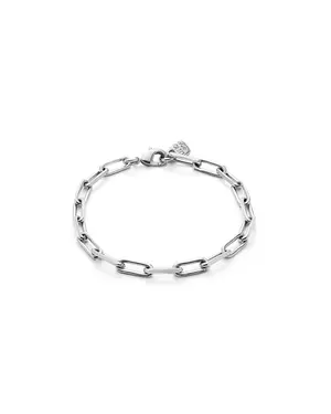 UNODE50 Sterling Plated Cable Chain Link Bracelet - Silver