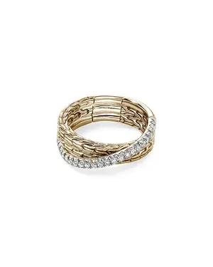 John Hardy 14k Yellow Jh Essentials Diamond Pave Crossover Ring - Gold