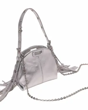 Maje Metallic Micro Bag - Silver