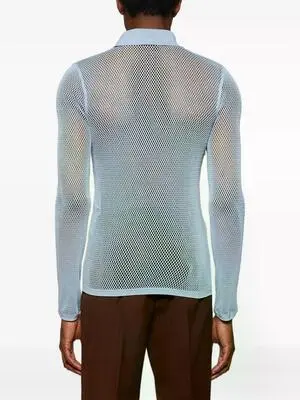 Gucci Long-sleeve Mesh Polo Shirt