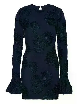 ROTATE BY BIRGER CHRISTENSEN 3d Floral Mesh Mini Dress - Blue