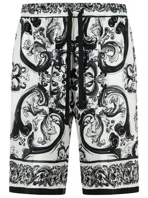 Dolce & Gabbana Silk Bermuda Shorts Black