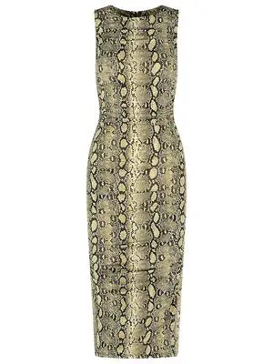 beige snake print dress LULU SNAKE PRINT MIDI DRESS WITH METAL DETAIL – AKIRA main image 0