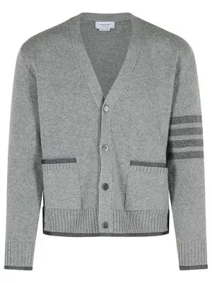 Thom Browne Milano 4-bar Virgin Wool Cardigan - Grey