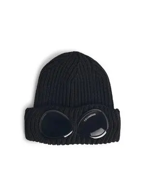 C.P. COMPANY Wool Beanie With Lens Black