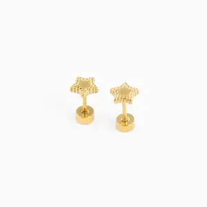 PIP POP Beaded Star Stud Earrings - Gold