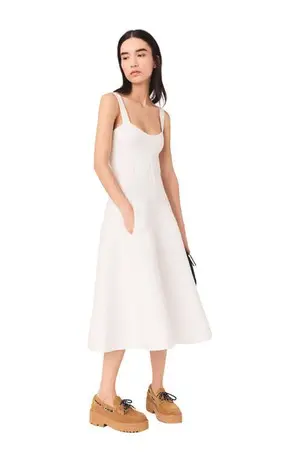 Maje Pointelle Knit Midi Dress