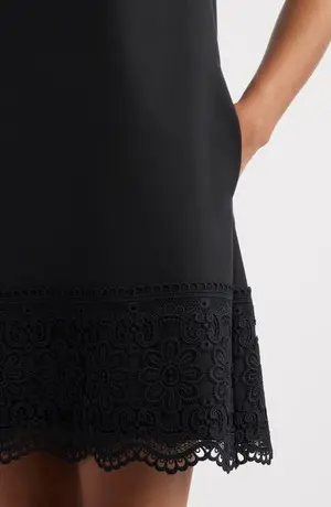 Anne Klein Square Neck Lace Trim Mini Dress