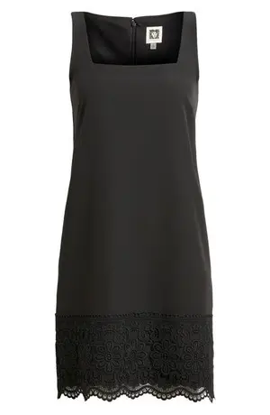 Anne Klein Square Neck Lace Trim Mini Dress