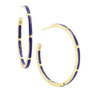 JAN LESLIE Inside Out Hoop Earring Set In Sterling With 18k Gold Overlay - Blue