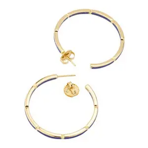 JAN LESLIE Inside Out Hoop Earring Set In Sterling With 18k Gold Overlay - Blue