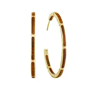JAN LESLIE Inside Out Hoop Earring Set In Sterling With 18k Gold Overlay - Brown