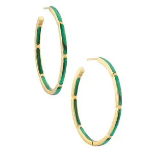 JAN LESLIE Inside Out Hoop Earring Set In Sterling With 18K Gold Overlay Green