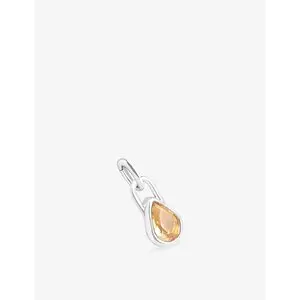 ASTRID & MIYU November Birthstone Rhodium-plated Sterling-silver And Citrine Charm - Rhodiumplatedsilver