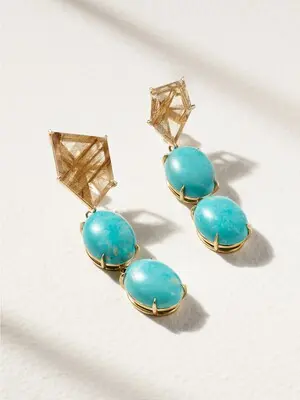 Jia Jia Mona Lisa Turquoise And Quartz Earrings - Gold
